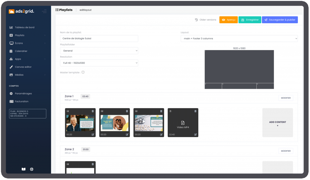 ads2grid, solution d'affichage dynamique - Lifemoz
